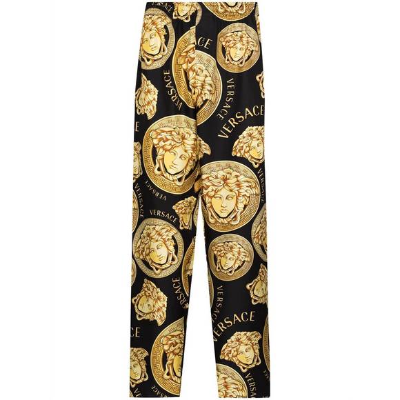 Versace | Other | New Versace Medallion Pajama Pants In Black Gold ...